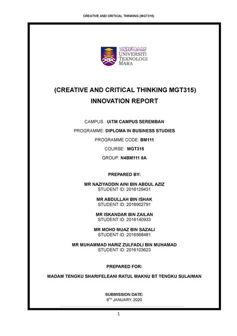 N4bm1118 Grup Assignment Innovation Report Naziyaddin Muaz Hariz