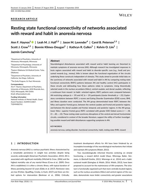 Pdf Resting State Functional Connectivity Of Networks Associated With