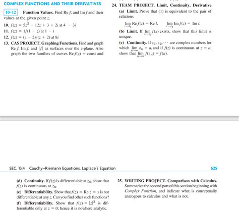Solved COMPLEX FUNCTIONS AND THEIR DERIVATIVES Chegg Com