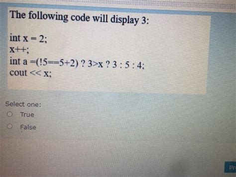 Solved The Following Code Will Display 3 Int X 2 X