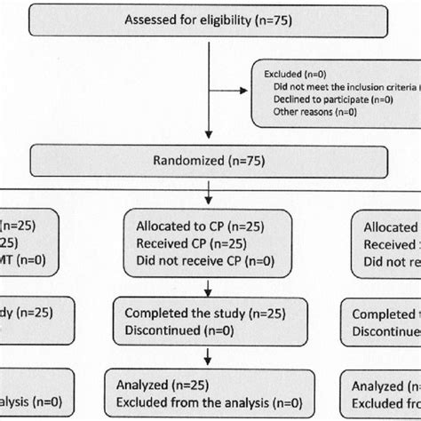 Flow Chart Of The Study Notes Mt Manual Therapy Cp Conventional