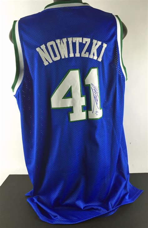 Lot Detail Dirk Nowitzki In Person Signed Dallas Mavericks Throwback Model Jersey Psa Jsa