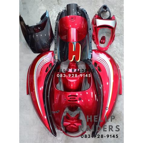 ชุดสี เฟรม ฮอนด้า สกู้ปปี้ ไอ ตัวเก่า Honda Scoopy I ปี 2009 2011 ครบชุด 15 ชิ้น สีแดงแก้วไส้เทา
