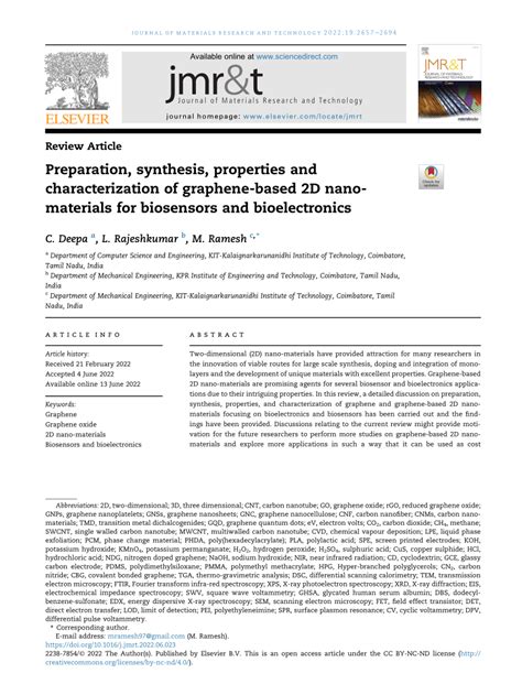 Pdf Preparation Synthesis Properties And Characterization Of Graphene Based 2d Nano