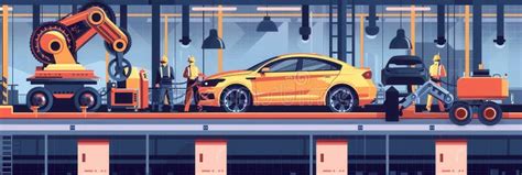 A Dynamic Illustration Depicting A Modern Automotive Assembly Line With