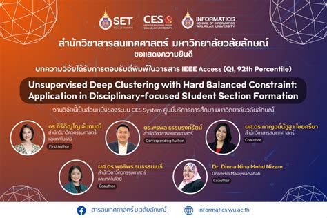 School Of Informatics Walailak University Congratulates Faculty On Research Publication In