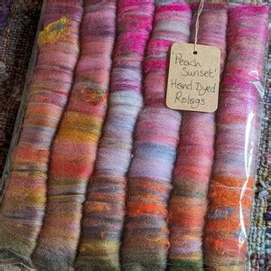 Hand Dyed Rolags Spinning Fiber Fibre Rolag Roving Merino Wool Recycled