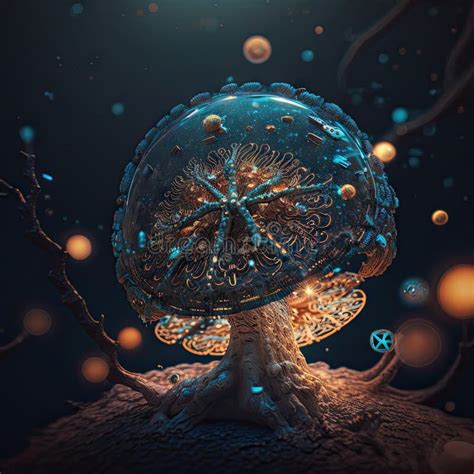Ai Generated Fantasy Glowing Mystic Mushroom Stock Illustration Illustration Of Spore Nature