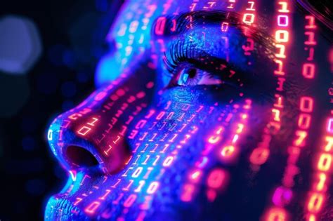 Premium Photo Digital Art Of A Face With Binary Code Vibrant Colors
