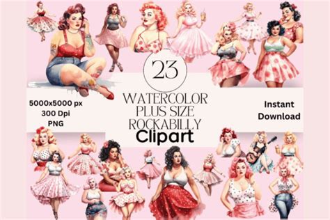Plus Size Pin Up Girl Clipart Graphic By That Dress Lady · Creative Fabrica