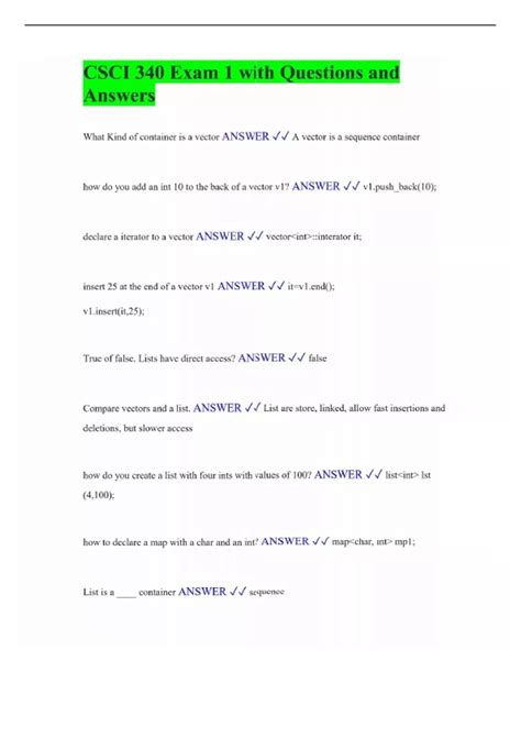 Csci 340 Exam 1 With Questions And Answers Csci 340 Stuvia Us