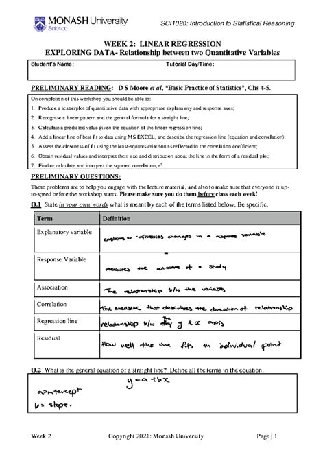 Week 02 Weekly Tutorial Answers Sci1020 Introduction To Statistical Reasoning Week 2