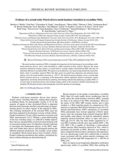 Pdf Evidence Of A Second Order Peierls Driven Metal Insulator Transition In Crystalline Nbo 2