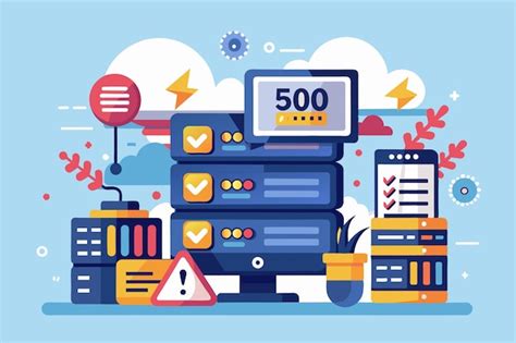 A Colorful Illustration Depicts A 500 Internal Server Error With