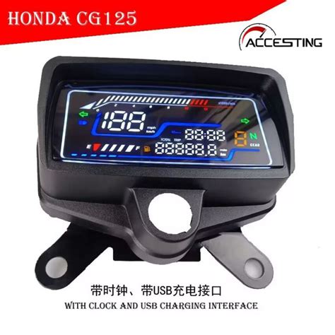 Motorcycle Speedometer Tachometer Led Digital Meter Assembly With Usb Charge For Hondacg125