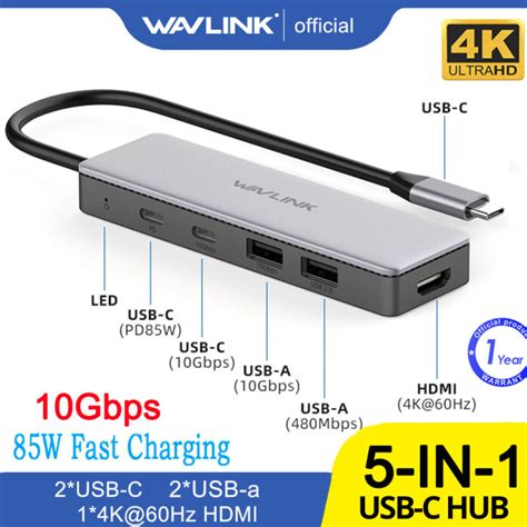 Wavlink Gbps In Usb C Hub Plug And Play Type C To K Hz Hdmi Multiport Adapter With W