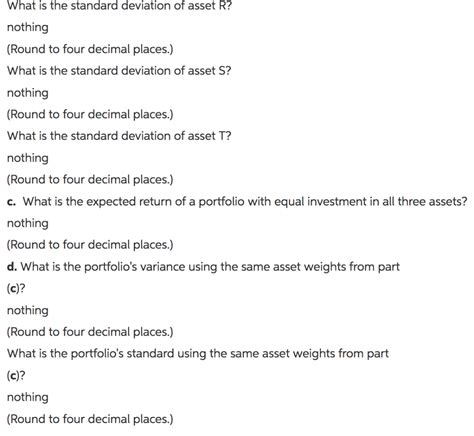 Solved Expected Return And Standard Deviation Use The Chegg