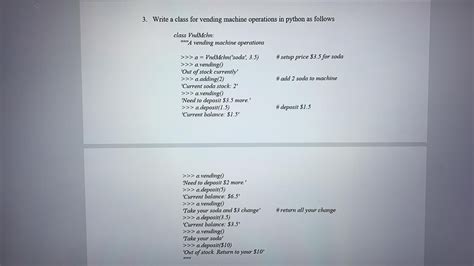 solved 3 write a class for vending machine operations in