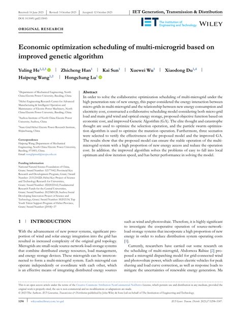 pdf economic optimization scheduling of multi‐microgrid based on