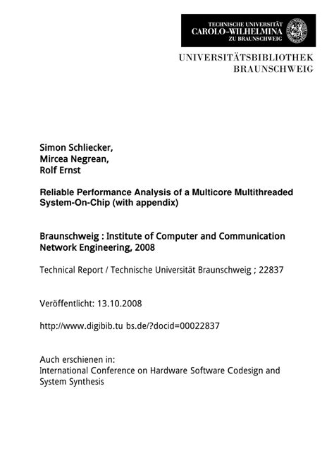 Pdf Reliable Performance Analysis Of A Multicore Multithreaded System On Chip