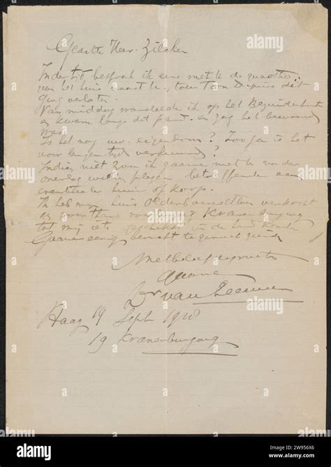 Letter To Philip Zilcken Dr Van Leeuwen 1918 Letter The Hague Ink Writing Processes Pen