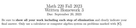 Solved Math 220 Fall 2023 Written Homework 3 Due September