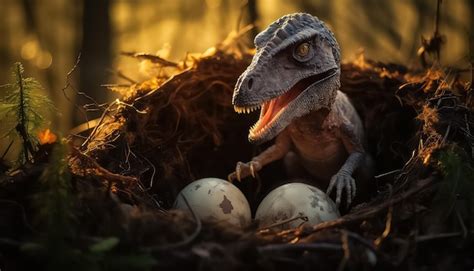 Premium Ai Image Tyrannosaurus Rex With Small Egg In Sunlight