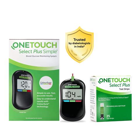 Onetouch Select Plus Simple Glucometer Value Pack Free10 Test Strips