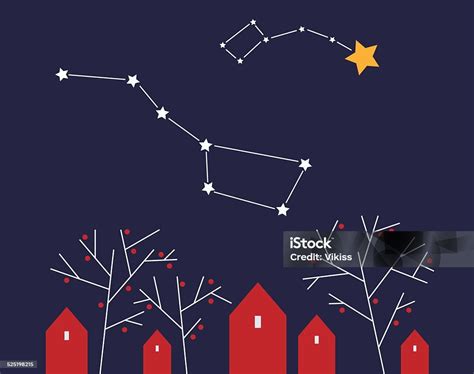 밤 풍경 북극성에 대한 스톡 벡터 아트 및 기타 이미지 북극성 북두칠성 별자리 Istock