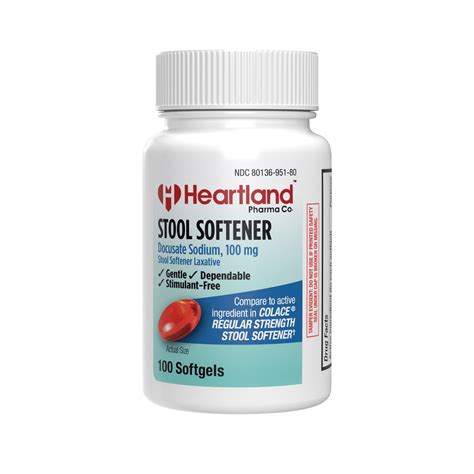 Buy Heartland Docusate Sodium 100mg S Stool Softener Softgel Regular