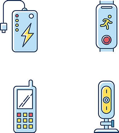 Colorful Mobile Devices Icons Smart Technology Gadgets Simple Vector Concept Vector Simple