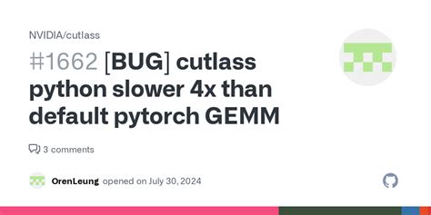 Bug Cutlass Python Slower 4x Than Default Pytorch Gemm · Issue 1662
