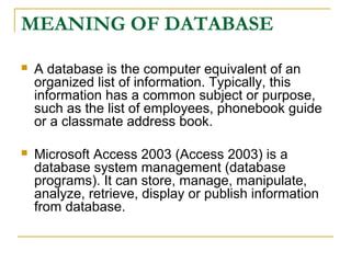 Introduction To Database PPT