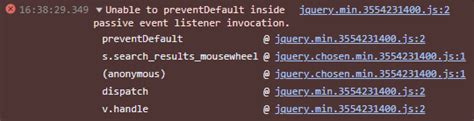 Unable To Preventdefault Inside Passive Event Listener Invocation · Issue 3143 · Harvesthq