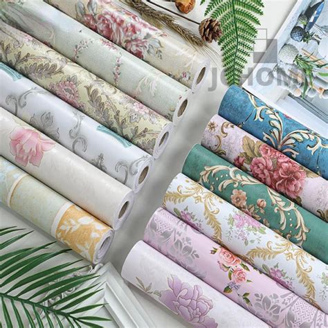 สติกเกอร์วอลเปเปอร์ Pvc แบบหนา กันน้ํา มีกาวในตัว สไตล์ยุโรป สําหรับติดตกแต่งผนังห้องนอน หอพัก