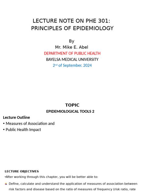Epidemiological Tools Measures Of Association Pdf Relative Risk