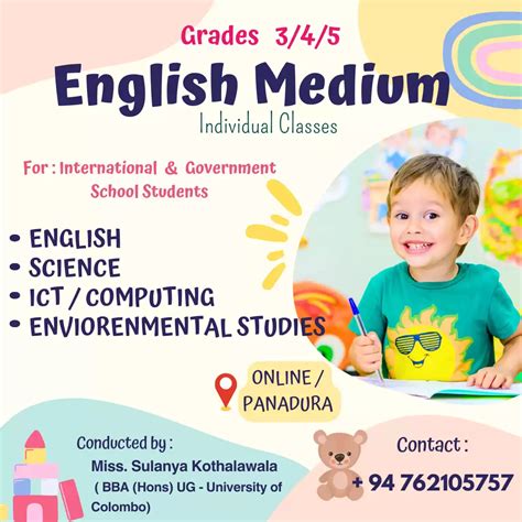English Medium Classes Grades 34 And 5 Grade 345 Kalutara