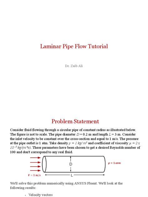 Cfd Tutorials Problem Statements Pdf Fluid Dynamics Reynolds Number