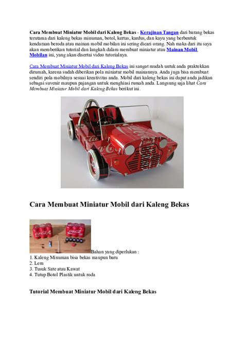 Gambar Miniatur Mobil Belajar Menggambar