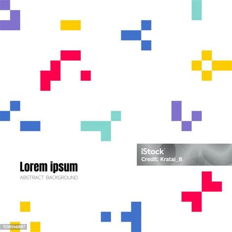 컬러 픽셀 모자이크 기술 추상 흰색 배경 광장 기하학적 디지털 공간 벽지 웹 사이트 표지 포스터 배너 브로셔 평면 벡터 그래픽 디자인에 대 한 템플릿 0명에 대한 스톡 벡터