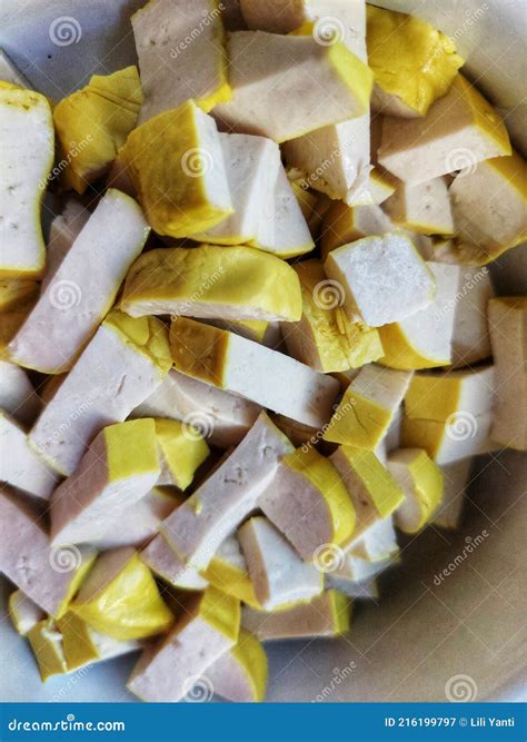 Raw Yellow Tofu With A Soft Texture Ready To Cook Stock Image Image