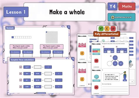 Year 4 Decimals Part 2 Make A Whole Lesson 1 Grammarsaurus
