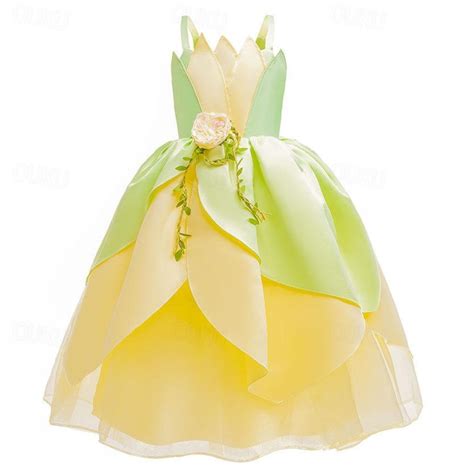 Tinker Bell Fairytale Princess Tiana Flower Girl Dress Theme Party