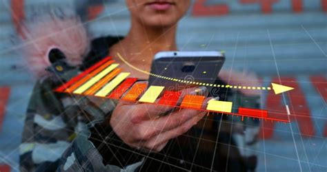 Animation Of Declining Arrow With Bar Graph Against Caucasian Hipster