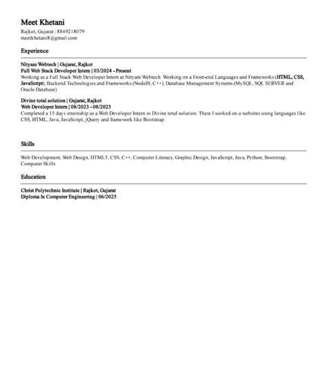 Hello People 🖐️ My Resume Meet Khetani