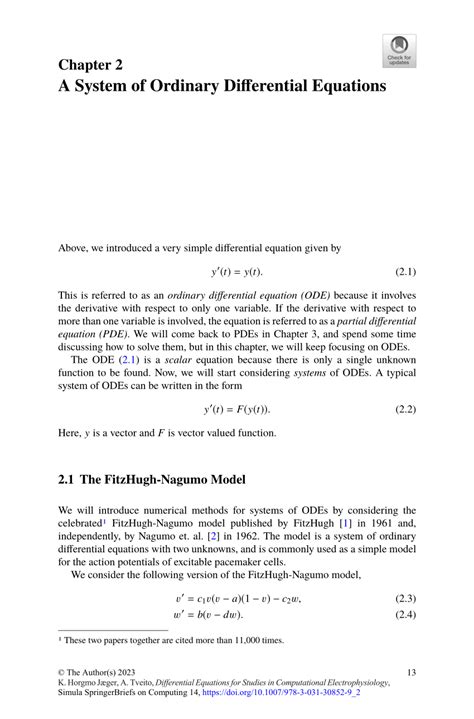 Pdf A System Of Ordinary Differential Equations