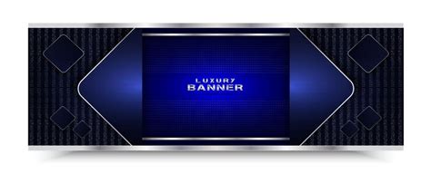 진한 파란색 사각형 배너 템플릿 선 프레임 디자인 및 반짝이는 은색의 점 텍스처 프리미엄 벡터