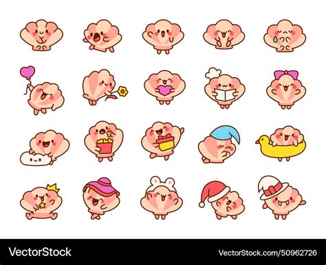 Cute Seashell With Smiling Face Kawaii Cartoon Vector Image