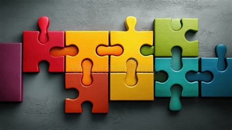 Colorful Puzzle Pieces On A Gray Surface Symbolize Teamwork And Collaboration In Problem Solving