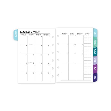 Pocket Tabbed Month On 2 Pages Calendar Refill 32 X 47 12 Dated